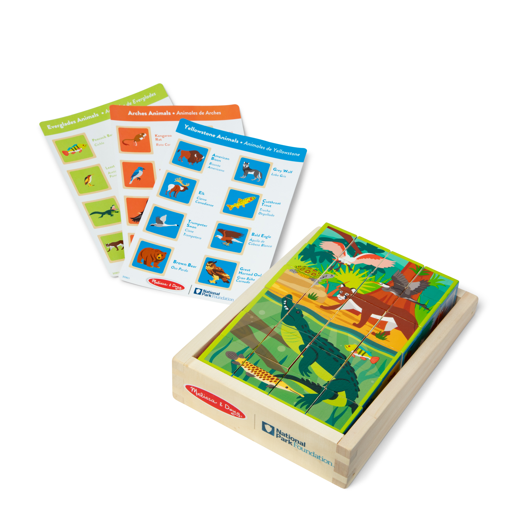 Product: National Parks Alphabet & Animals Cube Puzzle 24 Wooden Block ...